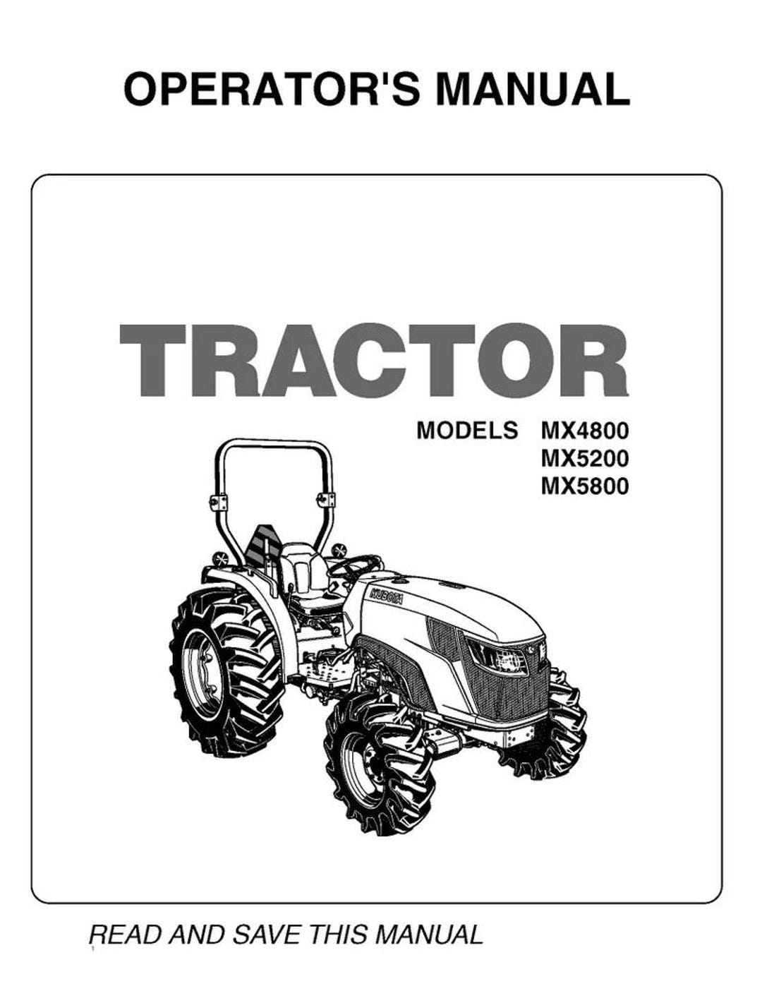 4800 5200 5800 Tractor Operator Instruction Maintenance Manual Fits MX4800 MX5200 MX5800 - Etsy