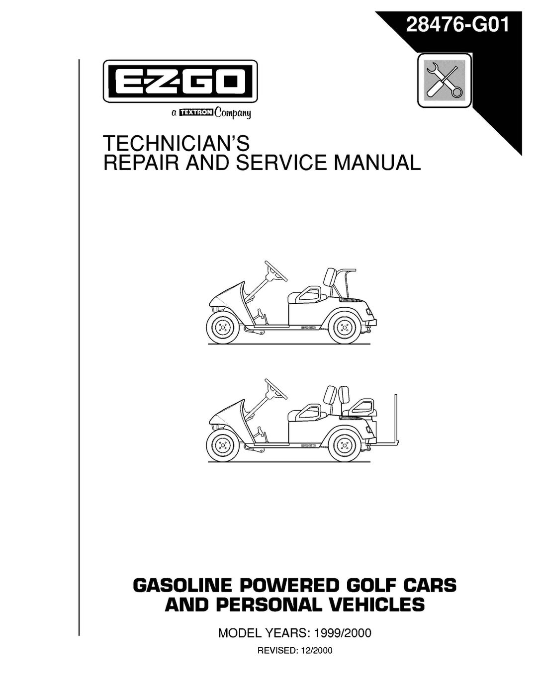 1999 2000 Gas Golf Cart Workshop Manual Fits EZ GAS M284 - Etsy
