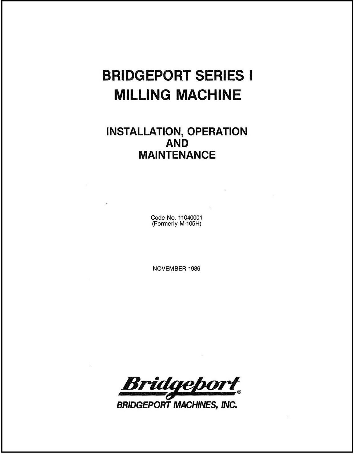 Milling Machines Operator & Maintenance Manual Bridgeport - Etsy