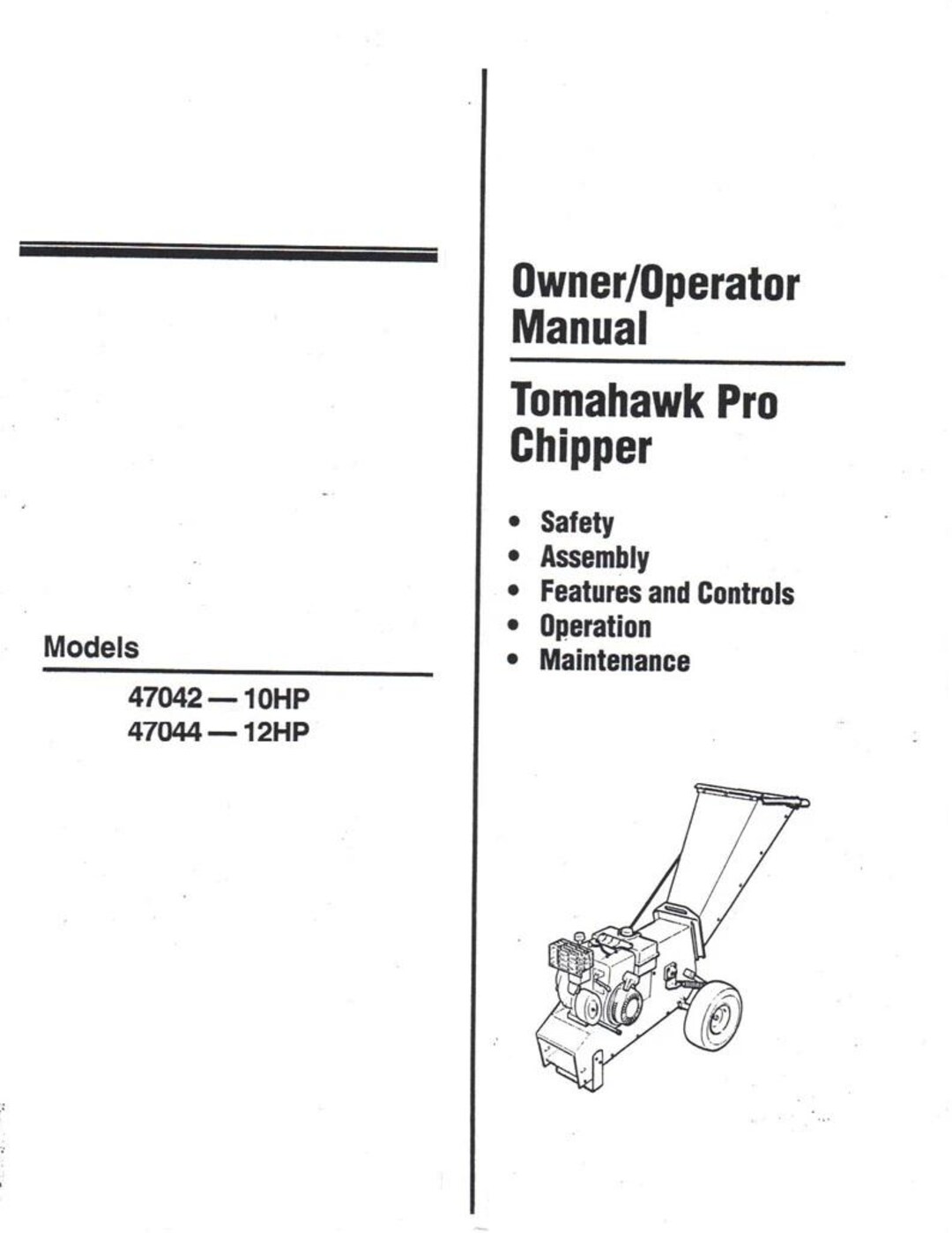 1995 Owner Operator Manual Tomahawk Pro Wood Chipper - Etsy