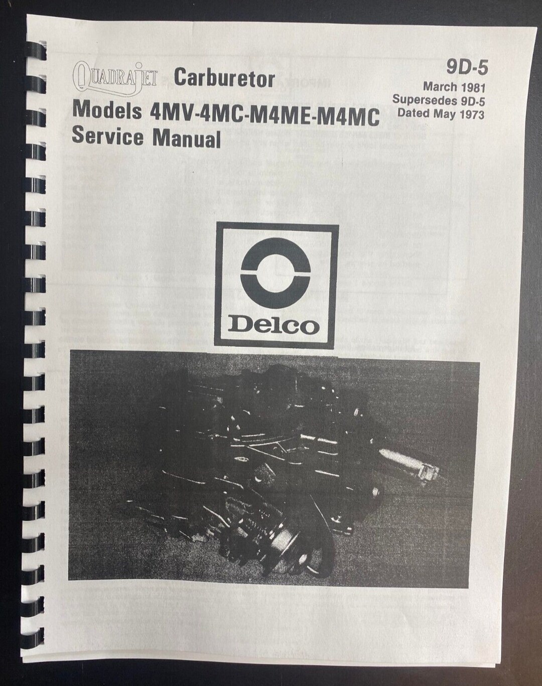 Service Manual Quadrajet delco Carburetor 4MV-4MC-M4ME-M4MC - Etsy