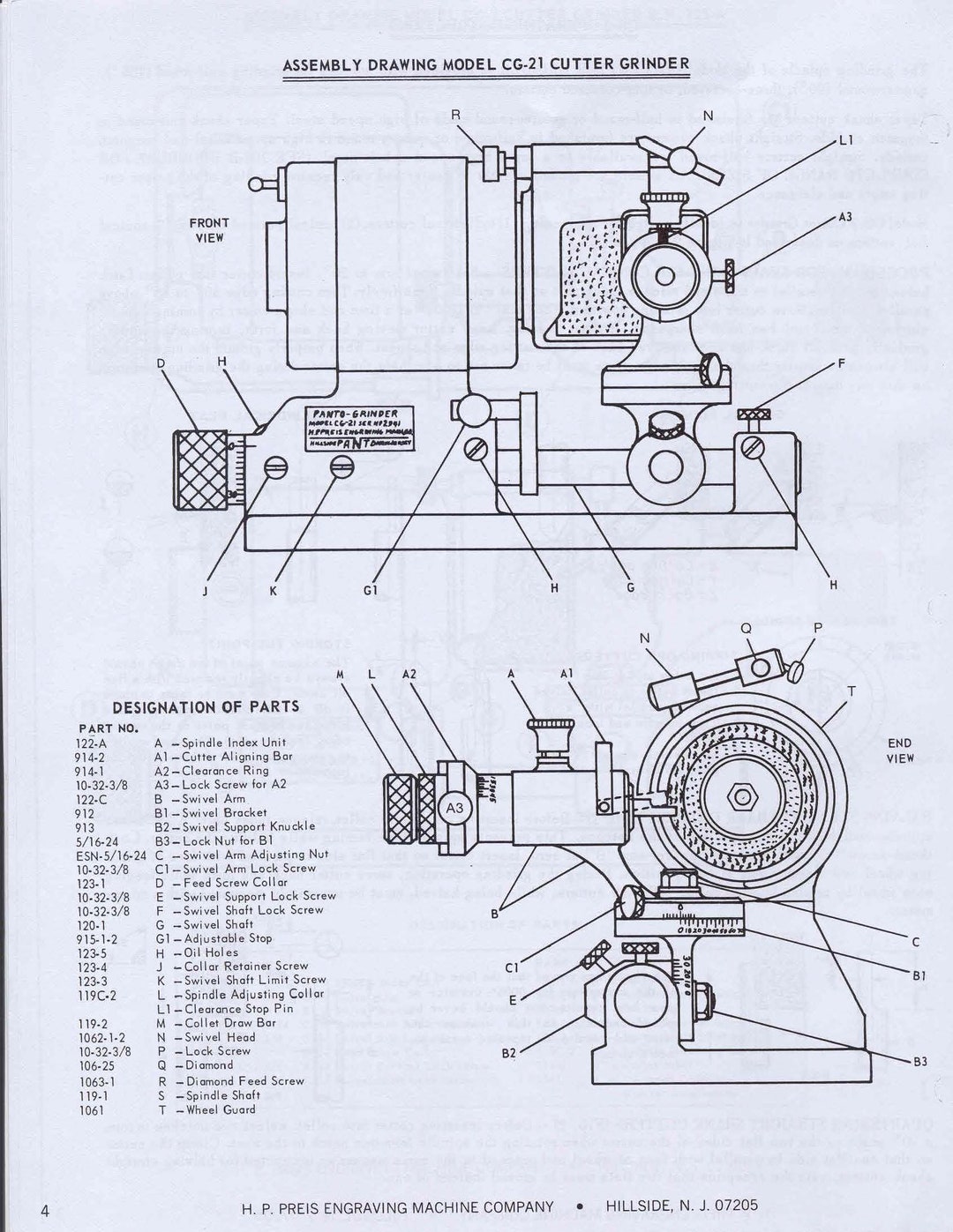 21 2 Universal Cutter Grinder Operator Maint Manual Fits H.P. Preis ...