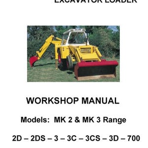 Fits JCB - MK2 & MK3 Range 2D-DS 3-C-CS-D 700 Excavator Loader Workshop ...