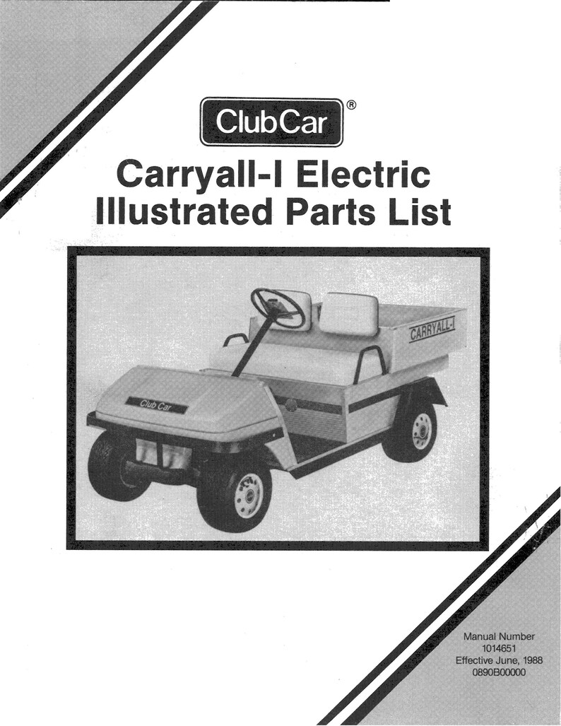 1988-1992 Electric Golf Cart Illustrated Service Parts List Manual Fits ...