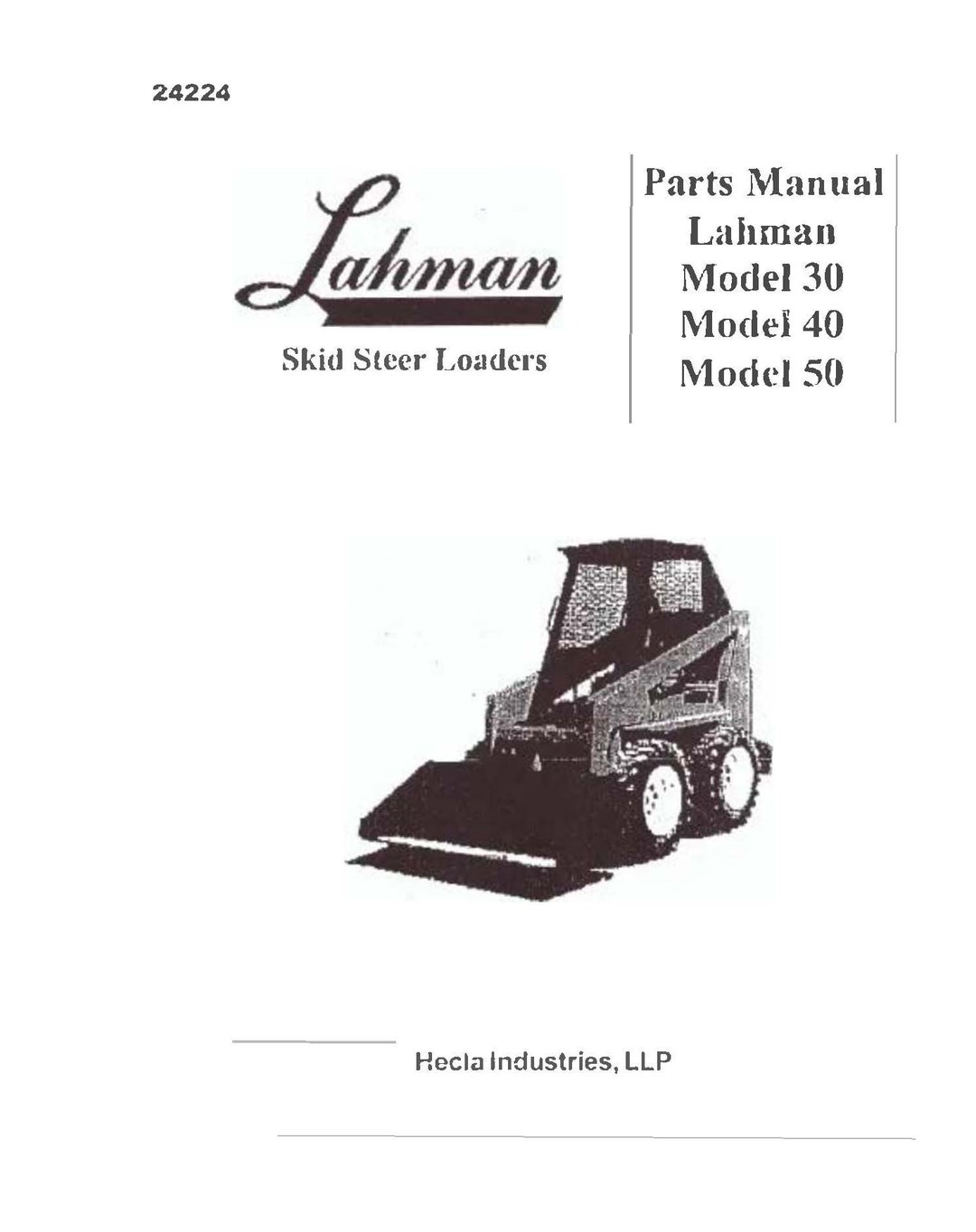 30 40 50 Skid Steer Loaders Service Parts Manual Fits Lahman Model 30 40 50 - Etsy