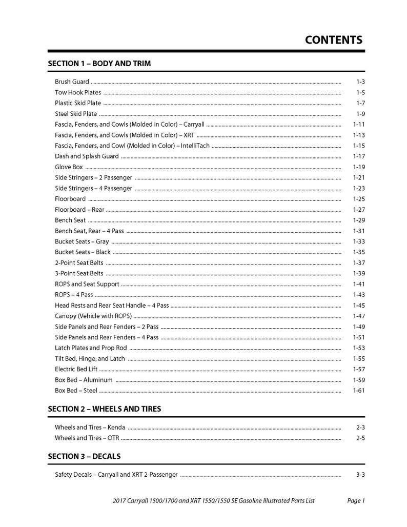 2017 Gas-diesel Golf Cart Illustrated Service Parts List Manual Fits ...