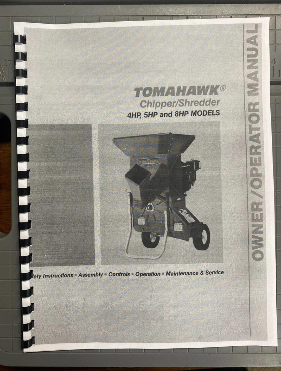 Paper Manual - 1989 Owner Operator Manual Tomahawk Chipper Shredder 4 ...