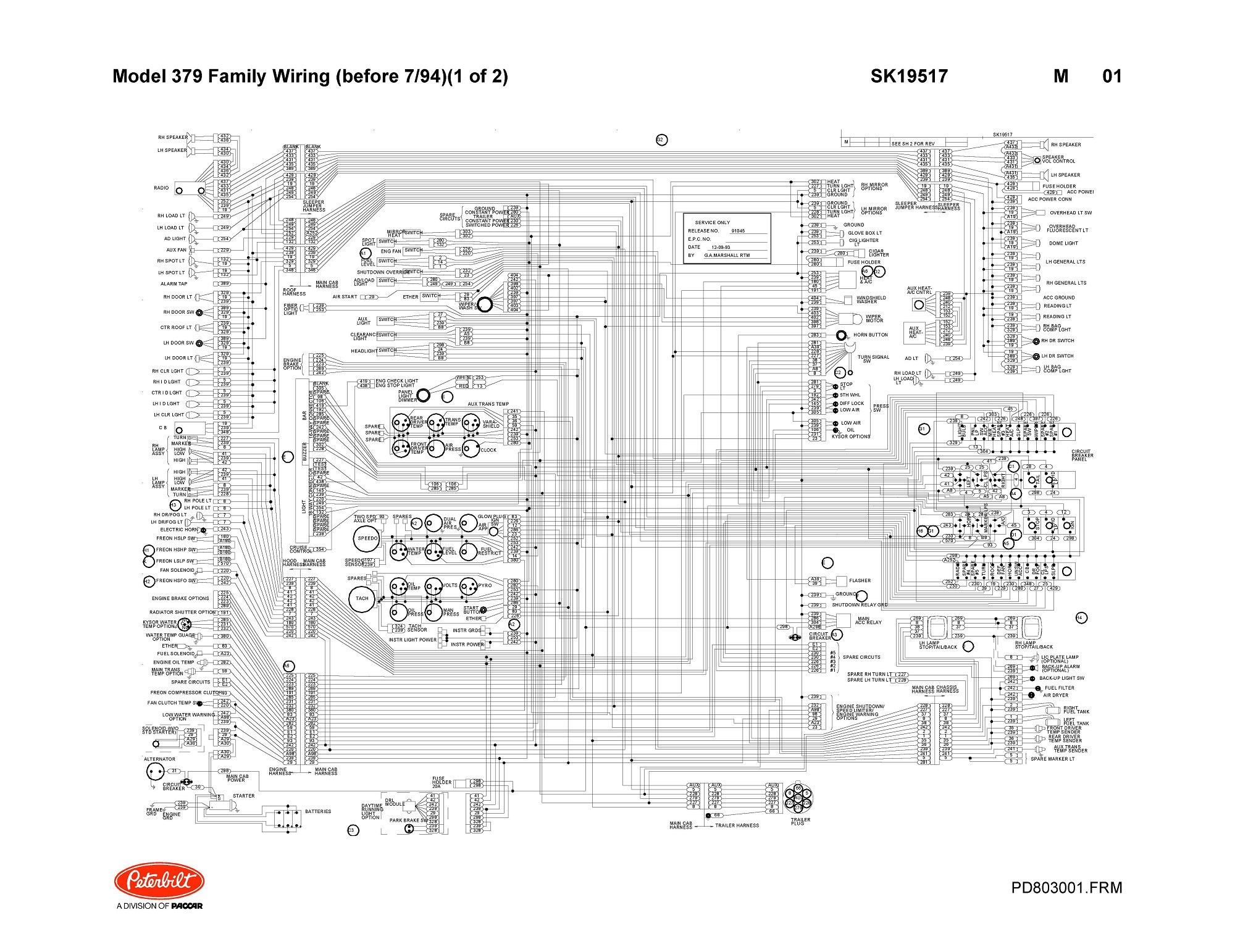 1985-2007 Truck Engine & Cab Wiring Diagram Schematics Peterbilt 379 - Etsy