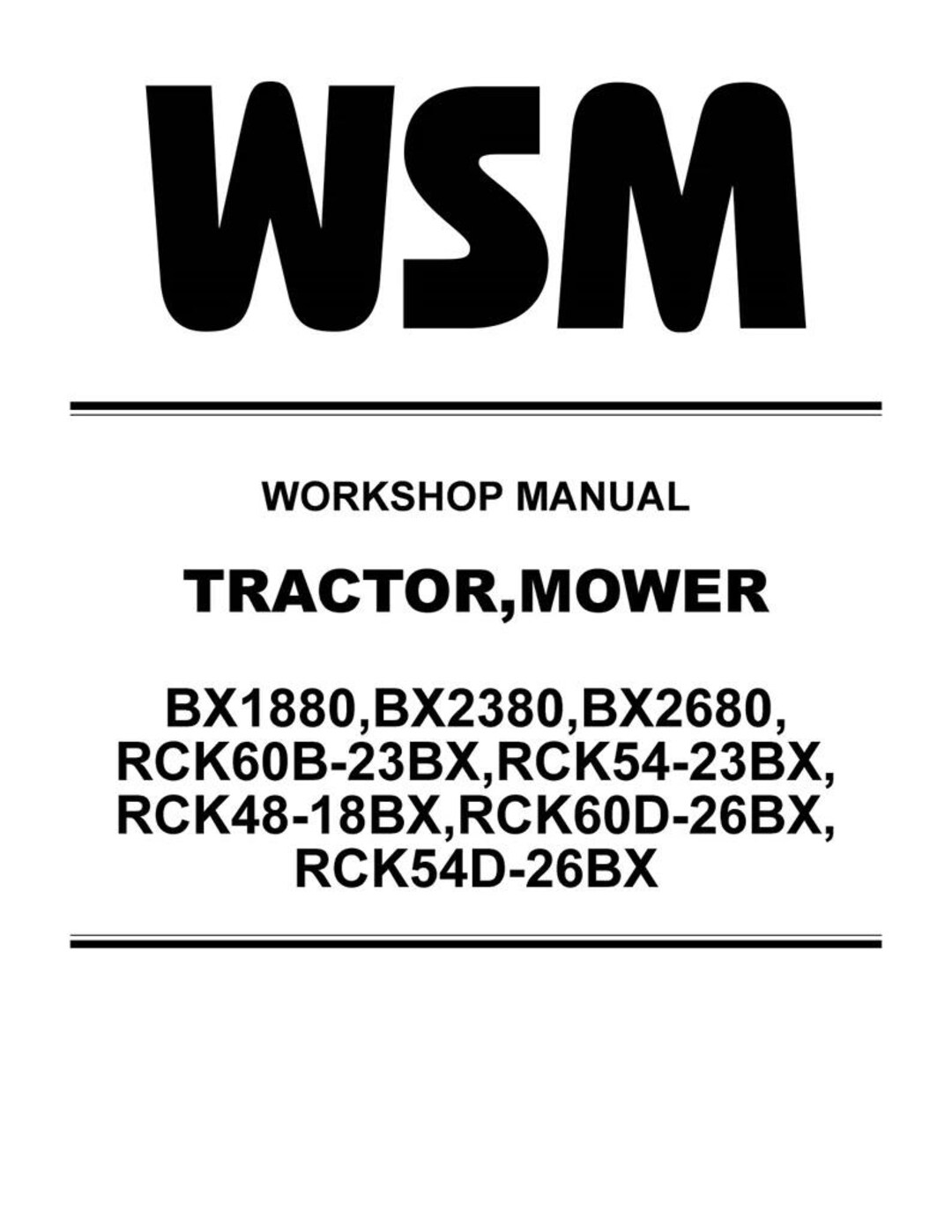 1880 2380 2680 Tractor Mower Technical Repair Workshop Manual BX1880, BX2380, BX2680 - Etsy