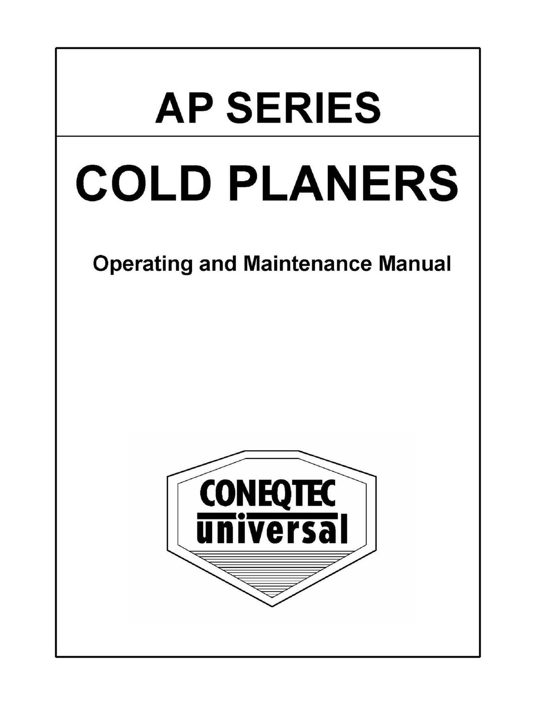 Cold Planer Manual Operating & Maintenance Manual AP Series III P-N ...