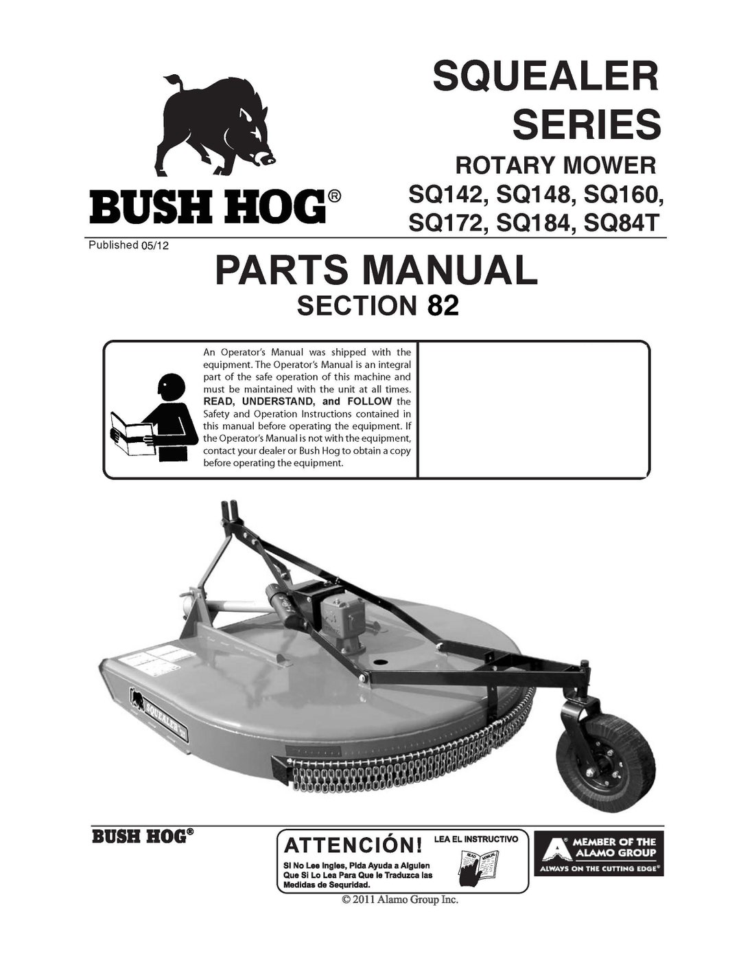 2012 SQ142-SQ84 Rotary Cutter Parts Manual Bush Hog PM-09 - Etsy