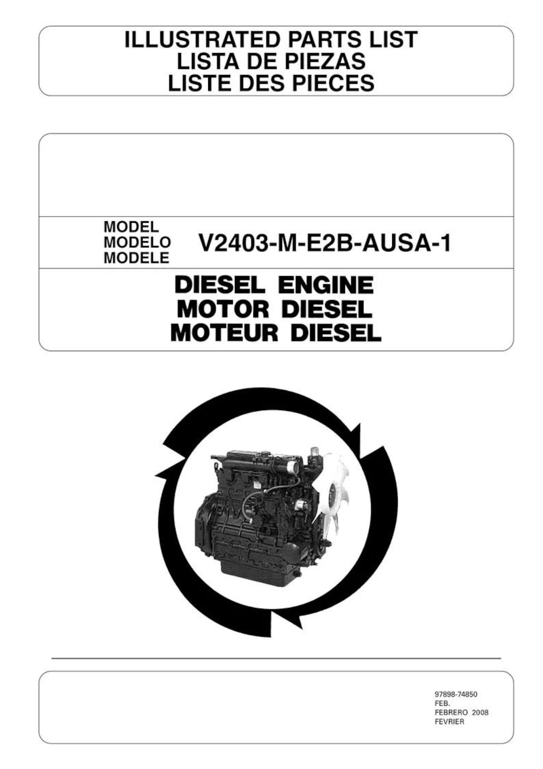 Fits Kubota - 2403-2-1 Diesel Engine Illustrated Parts List Manual V2403-M-E2B-AUSA-1 - Etsy