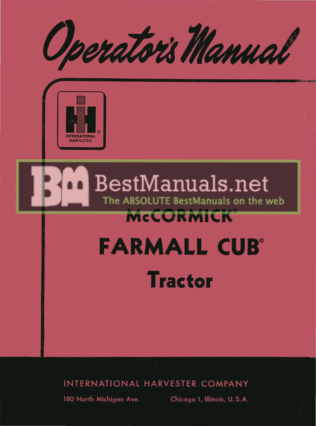 Tractor Operator's Manual Mccormick 1004377 R4. 62856-8B Farmall Cub - Etsy