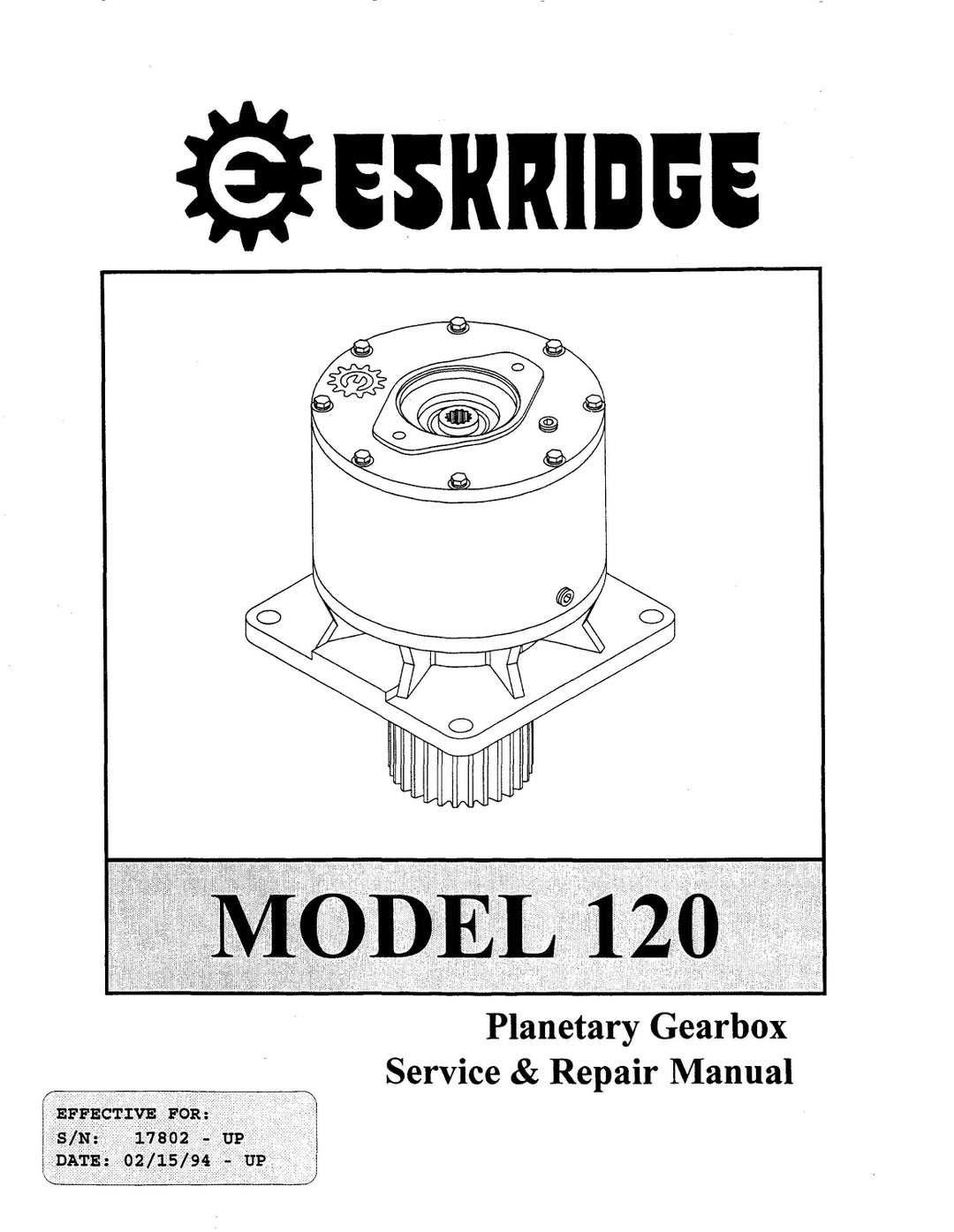 120 Model Planetary Gear Box Service Repair Manual Fits - Etsy