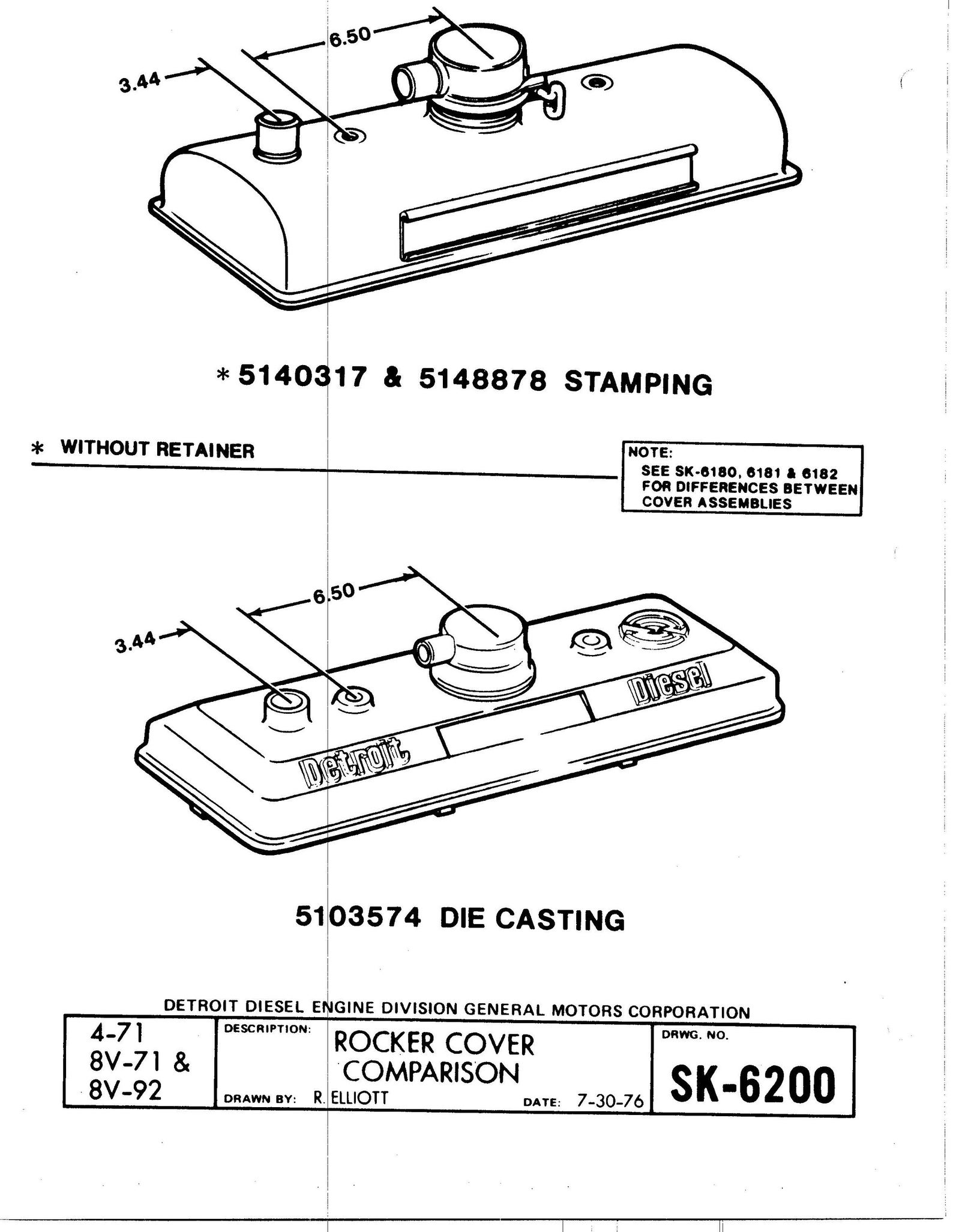 71 92 Diesel Engines Die Cast Rocker Cover Sales Product Manual Fits ...