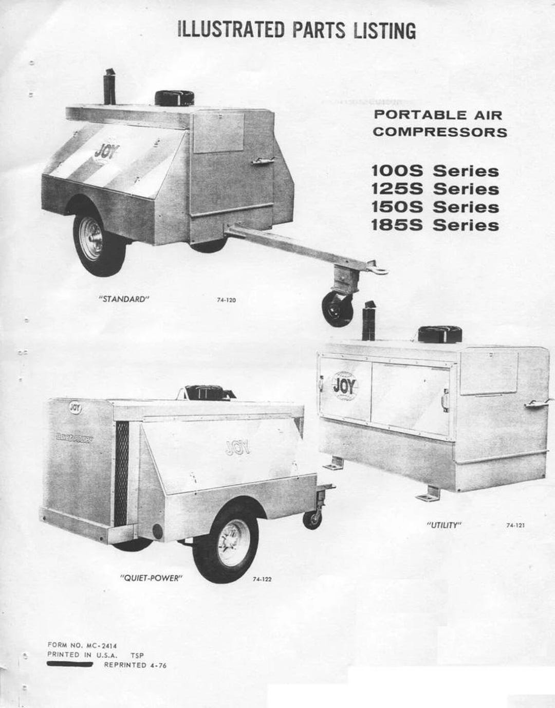 Fits Joy - Portable Air Compressors Series 100S 125S 150S 185S ...