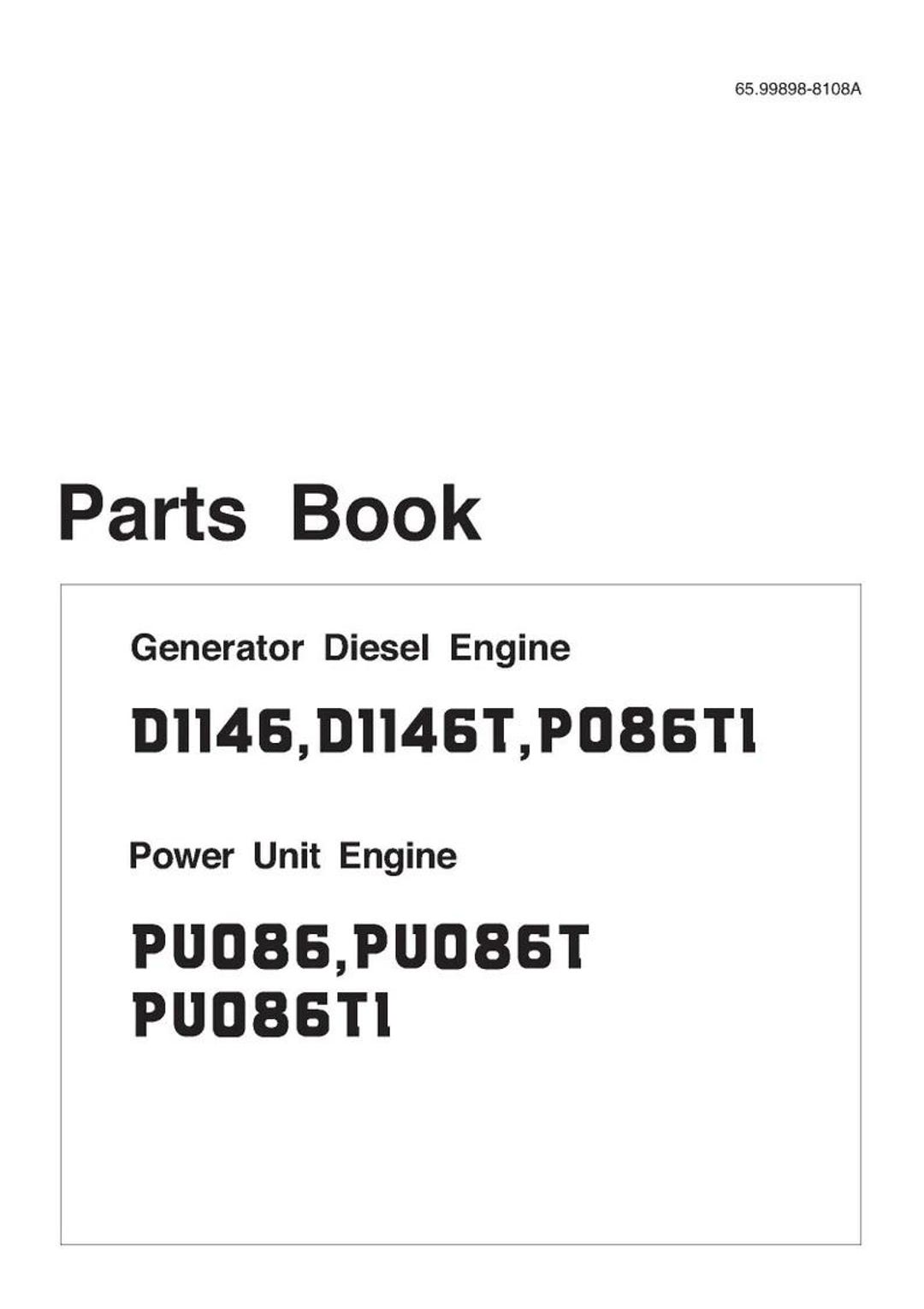 Engine Service Parts Manual D1146 D1146T PO86T1 P086TI Generator Diesel ...