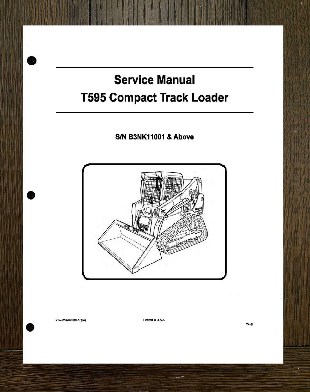 Printed Manual - T595 Compact Track Loader Service Repair Workshop ...