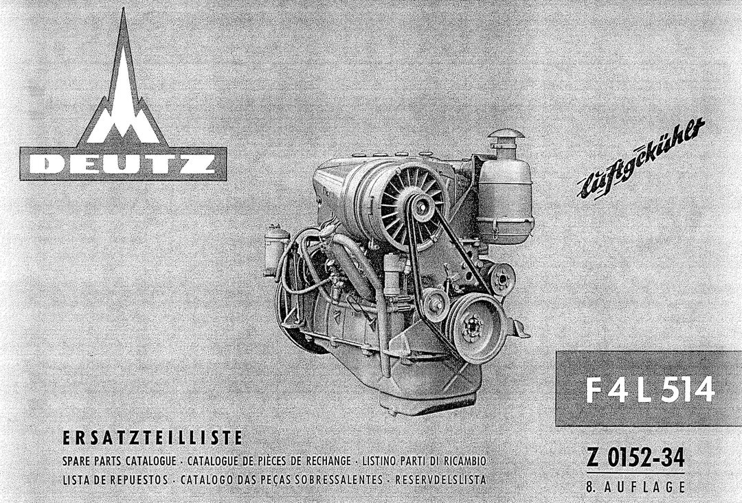 1971 Engine Service Parts List Manual Deutz F4L 514 0152 - Etsy