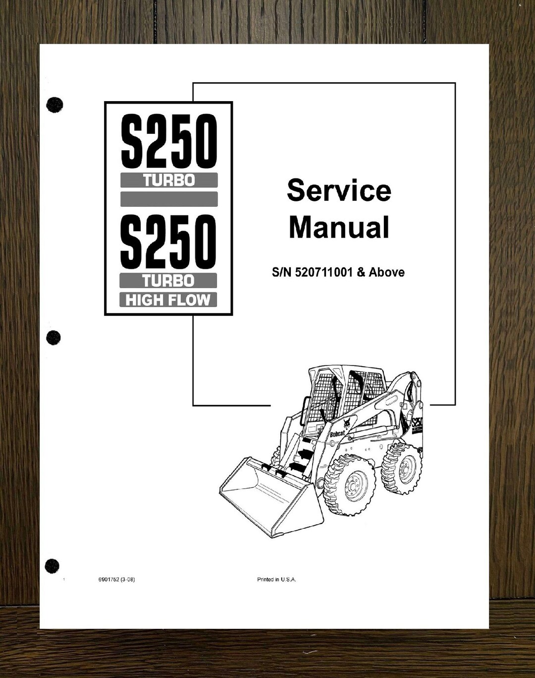 Fits Bobcat - S250 Turbo Hight Flow Skid Steer Service Repair Manual SN ...