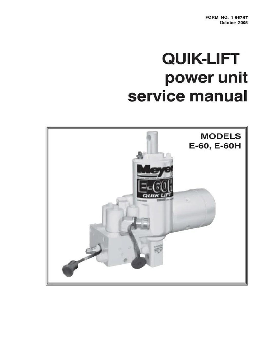 Service Manual E-60 E-60H Snow Plow Pump Models E60MP - Etsy