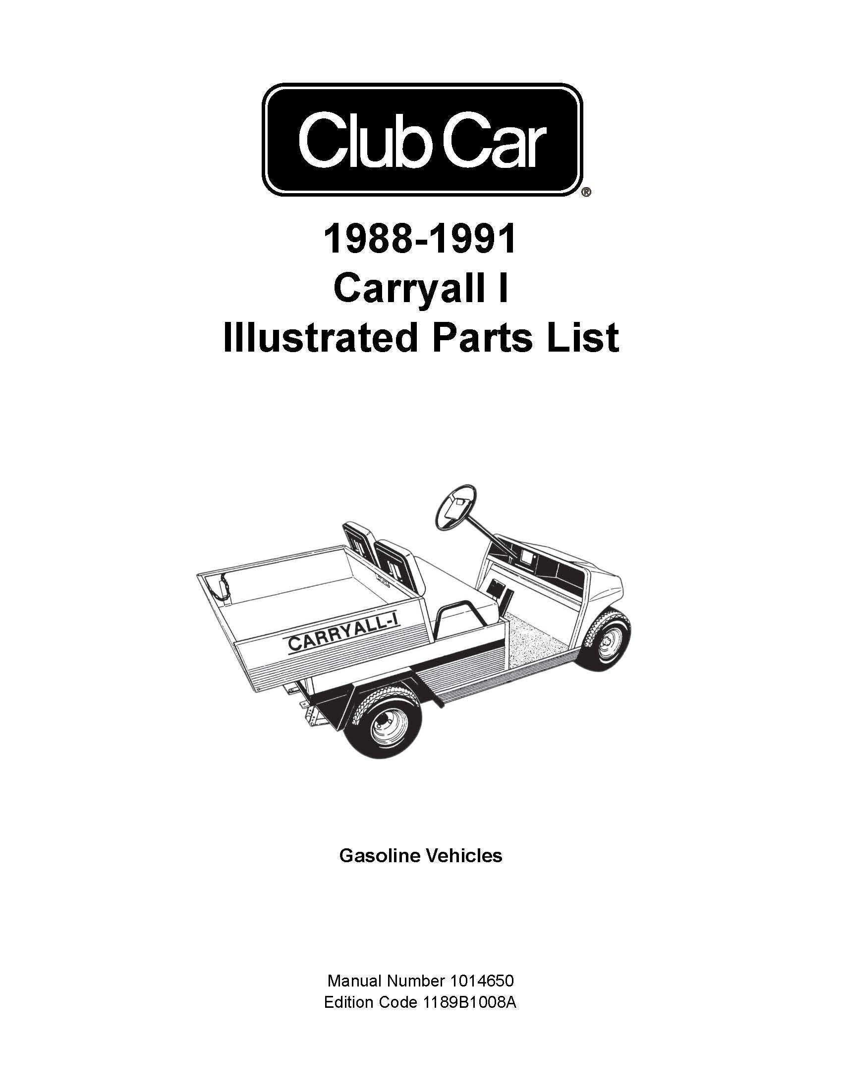 1988-1991 Gas Golf Cart Illustrated Repair Parts Manual List Manual ...