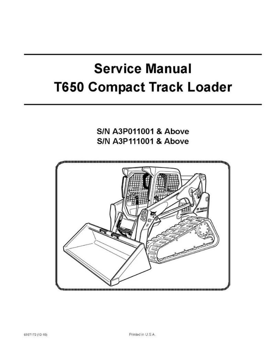 T650 Tractor Service Manual Compact Track Loader 6987172 - Etsy