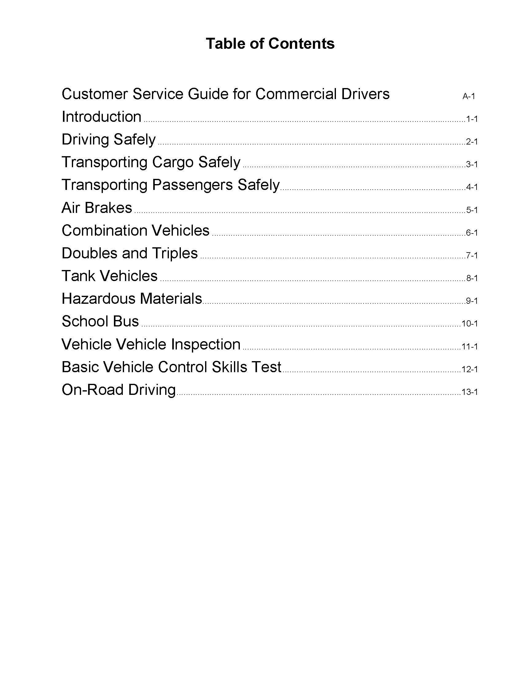 Commercial Driver's License Manual CDL Fits Training Arizona CDL ...