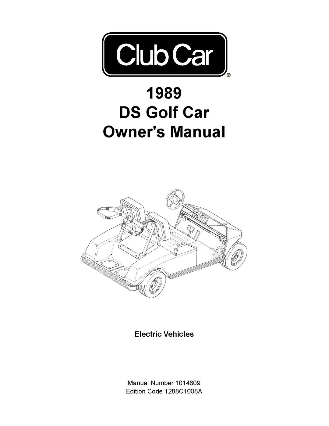 1989 Electric Golf Cart Operator Maintenance Instructions Manual Fits ...