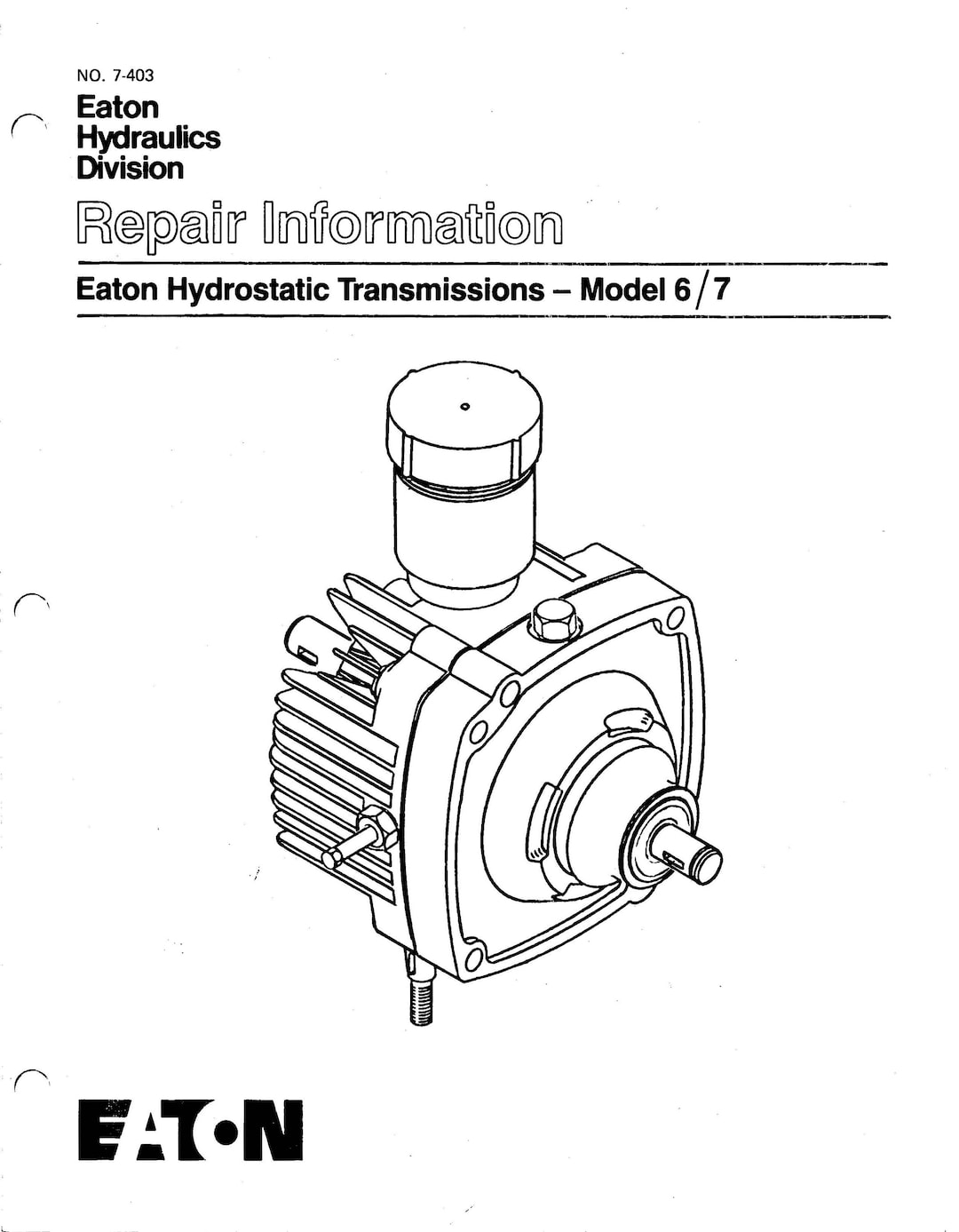 Hydrostatic Transmission Repair Manual Model 6 & 7 Eaton - Etsy