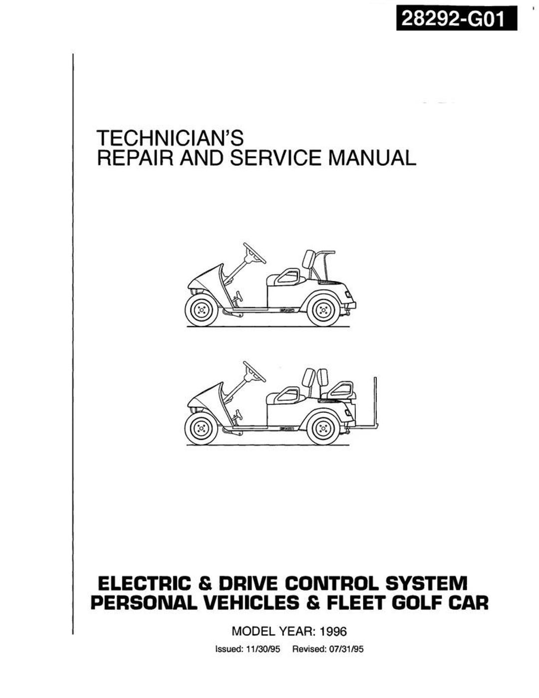 Fits EZGO - 1996 Textron Electric Golf Cart Technical Workshop Repair ...