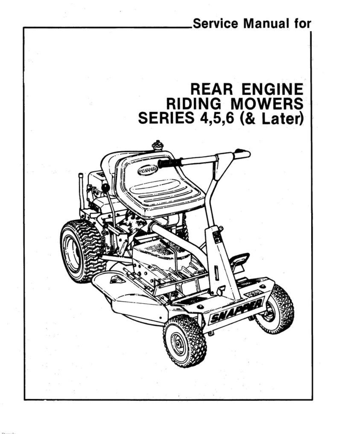Paper Manual - 4 5 6 Rear Engine Riding Mowers Service Manual Fits ...