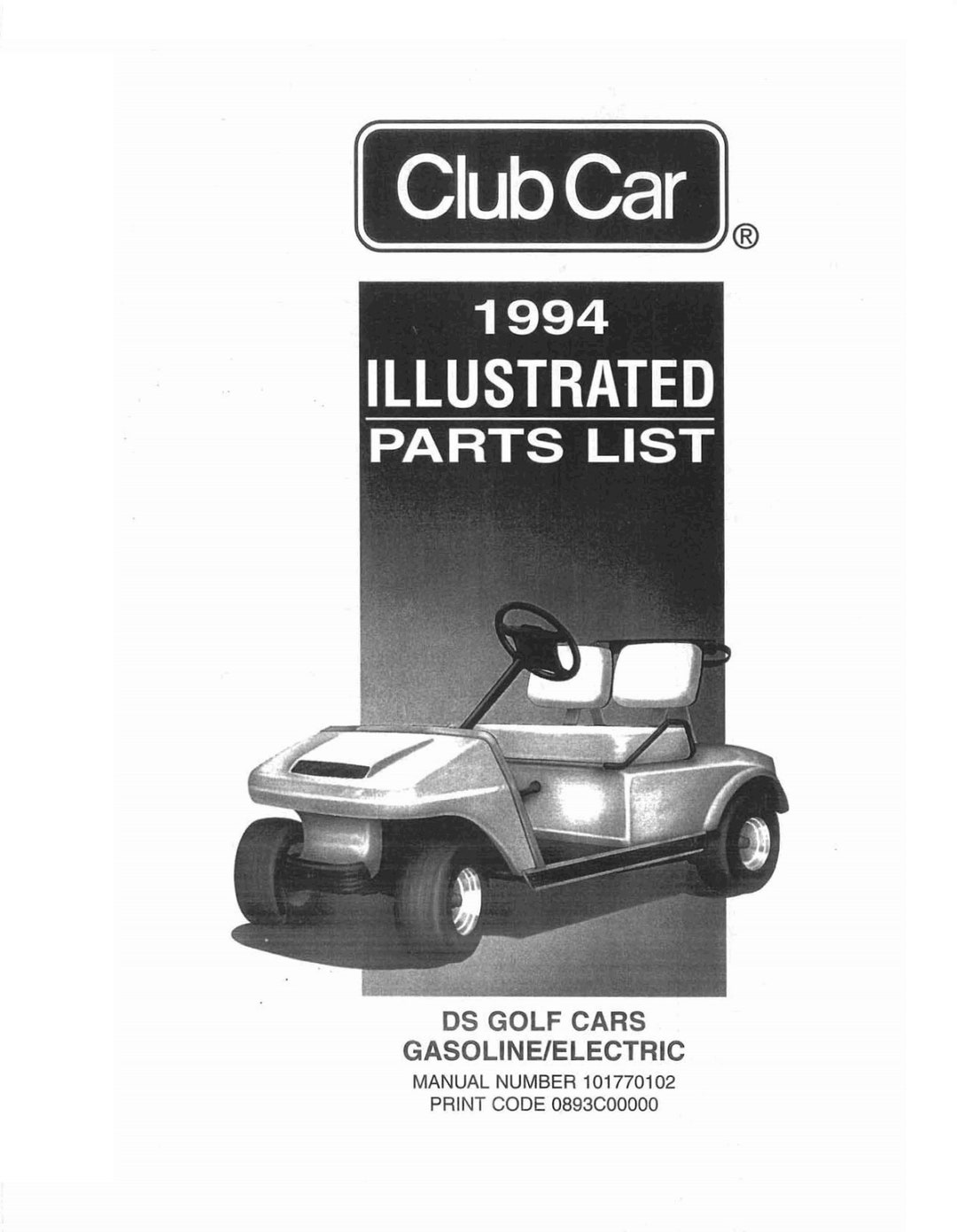 1994 Gas-electric Golf Cart Illustrated Service Parts List Manual Fits ...