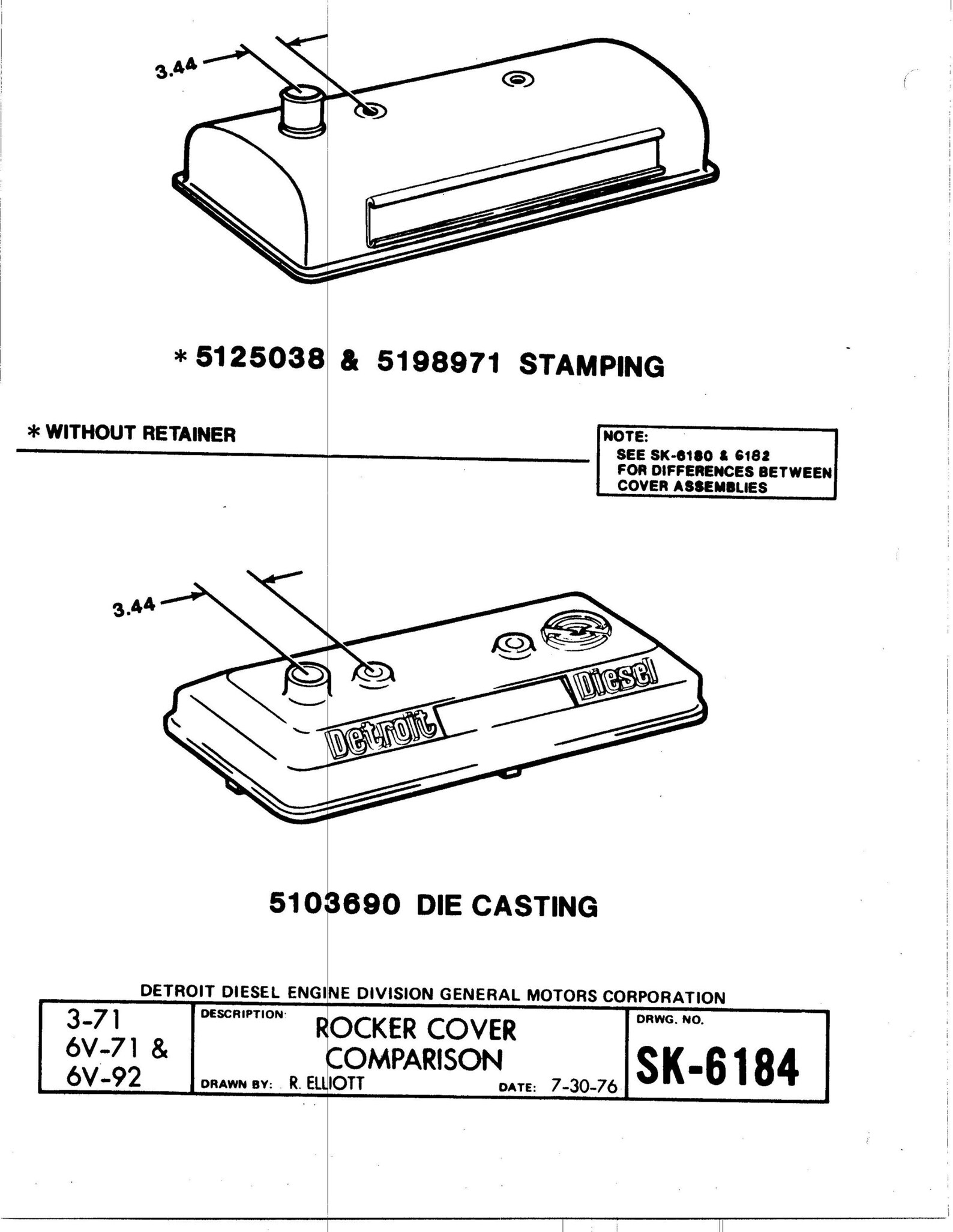 71 92 Diesel Engines Die Cast Rocker Cover Sales Product Manual Fits ...