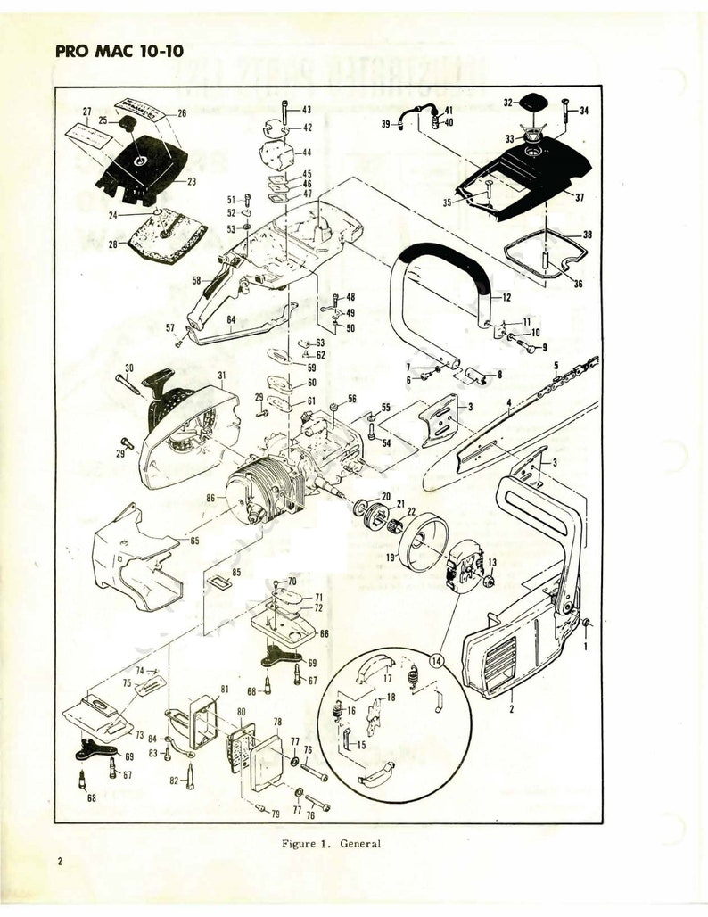 Pro Mac 1983 Chainsaw Illustrated Parts List Manual Fits Mcculloch 10 ...
