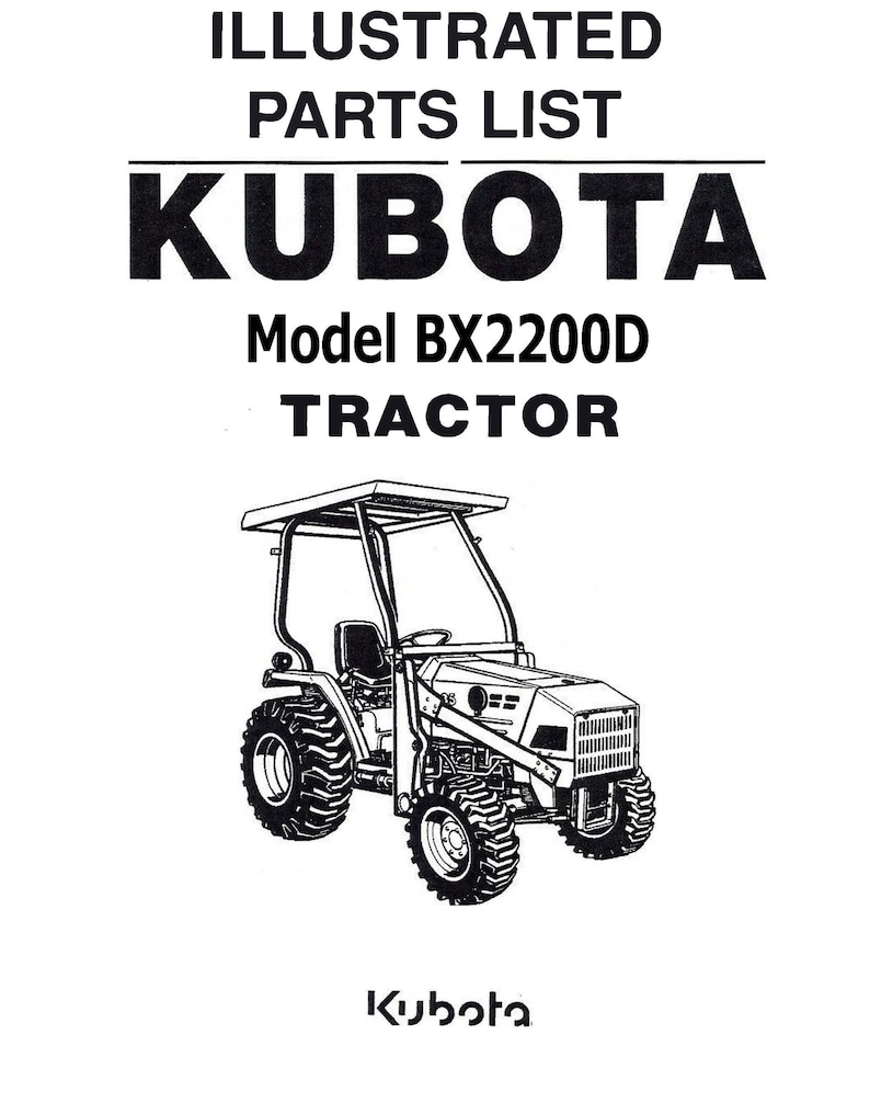BX2200 Tractor Illustrated Parts Manual Exploded-diagrams Kubota - Etsy