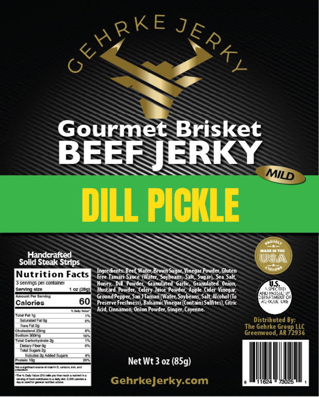 Dill Pickle Flavor 100% Premium Craft Beef Brisket Jerky One 1 3 Oz Bag ...
