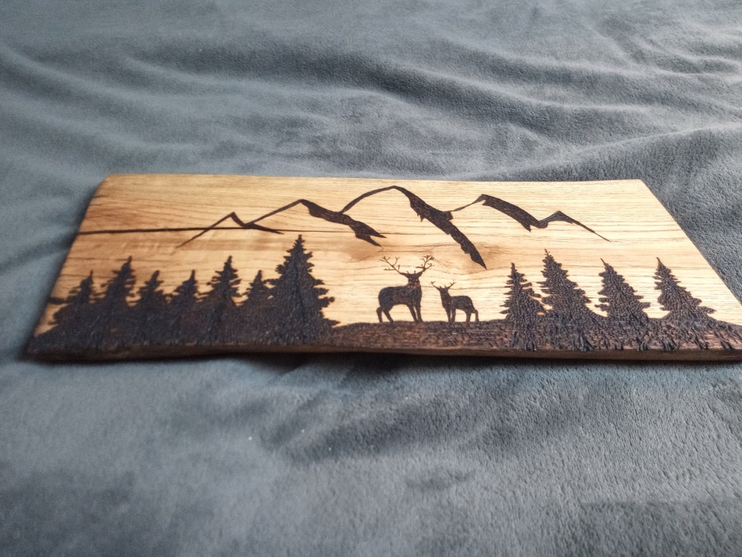 Decorative Chopping Board Oak Wood Mountain Pyrography Hand - Etsy