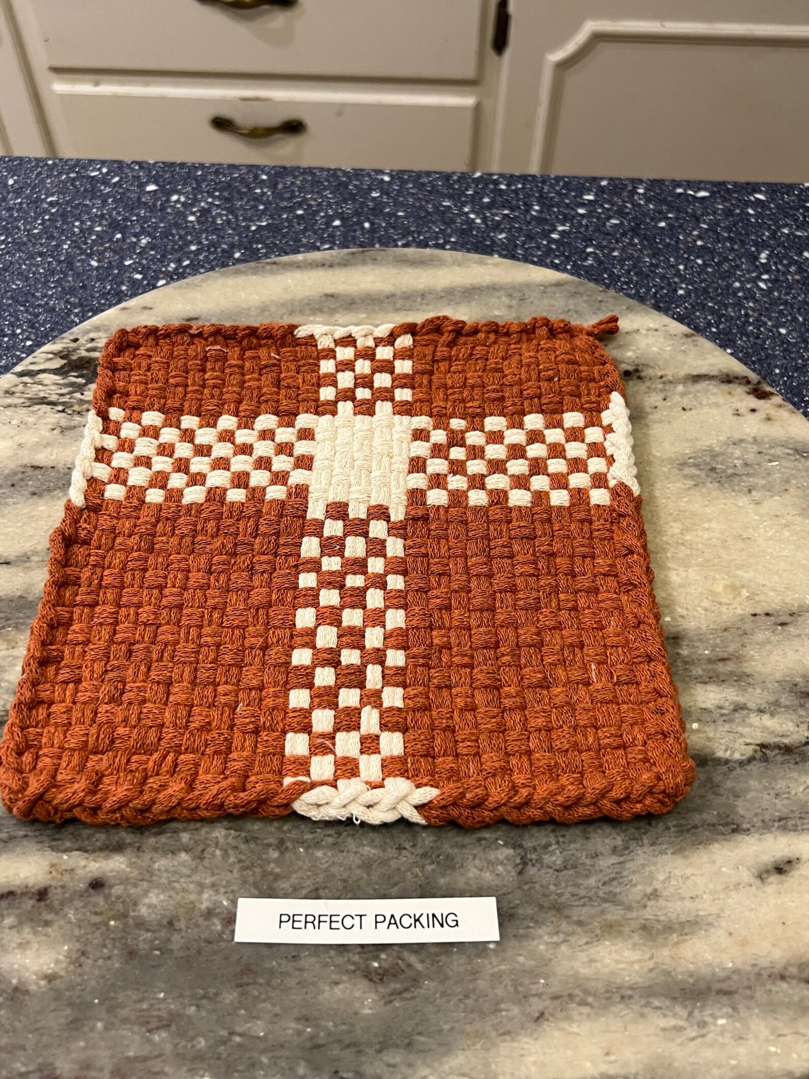 Large 8.5" Hand Woven Cotton/wool Pot Holders - Trivet - Texas Themed ...
