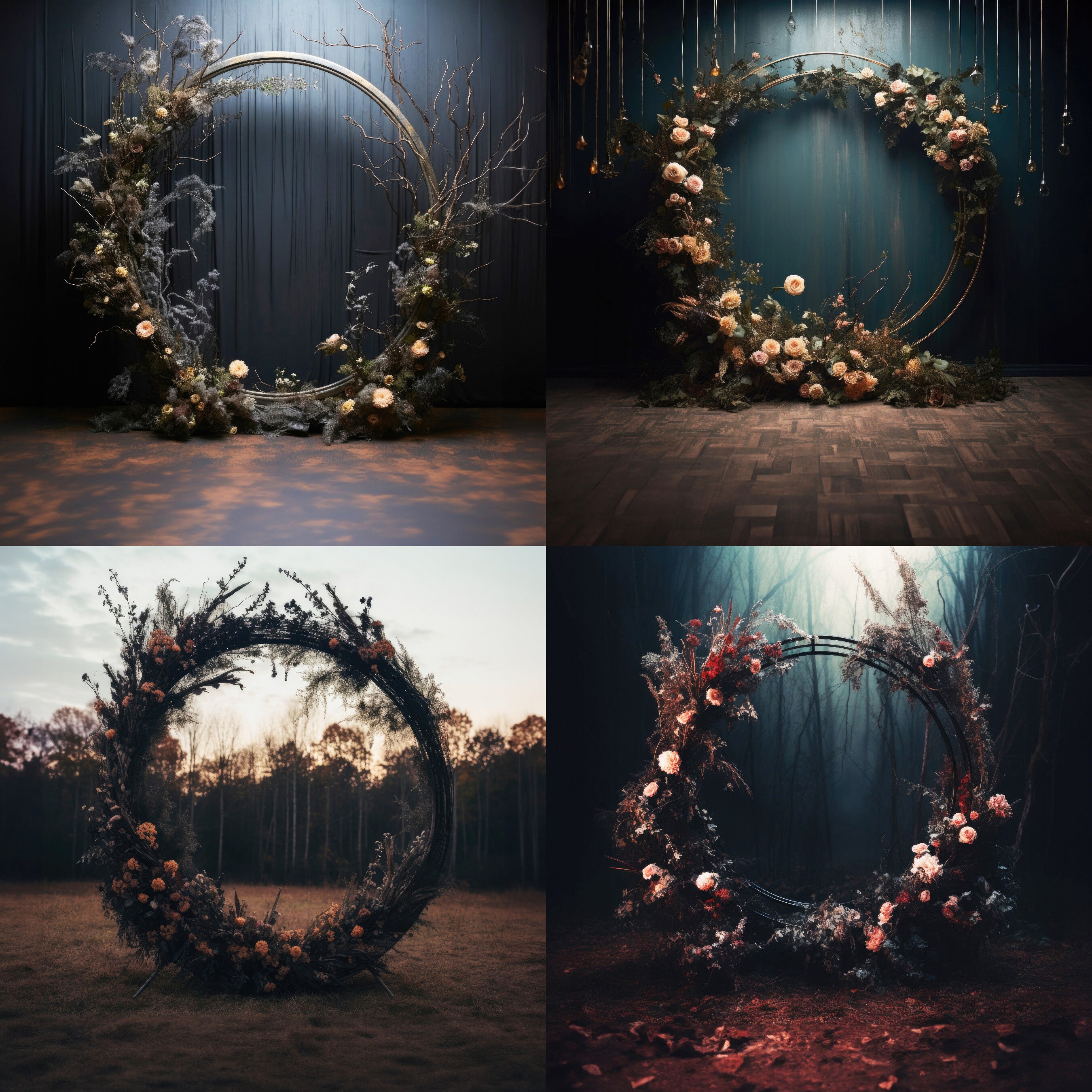 12x Spooky Circle Backdrops, Dark Halloween Digital Backgrounds, Studio ...