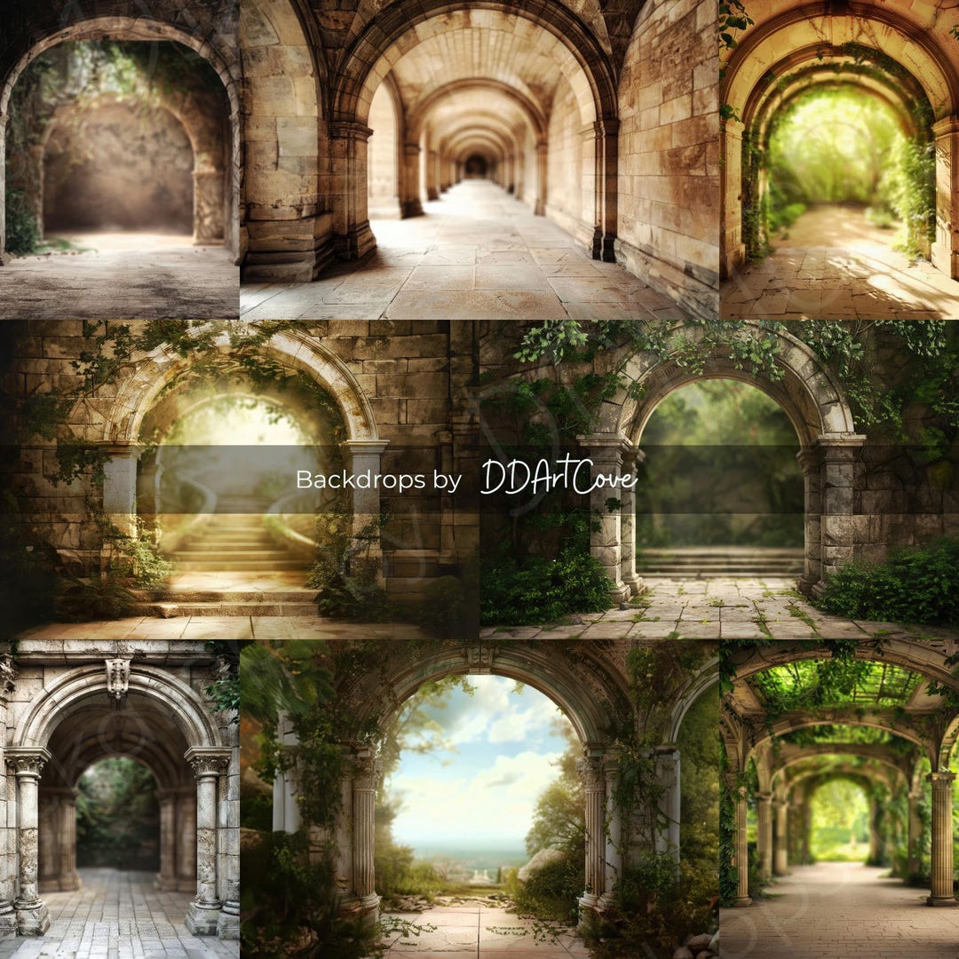 8 Ancient Architecture Arch Digital Backdrops, Ancient Arch Art ...