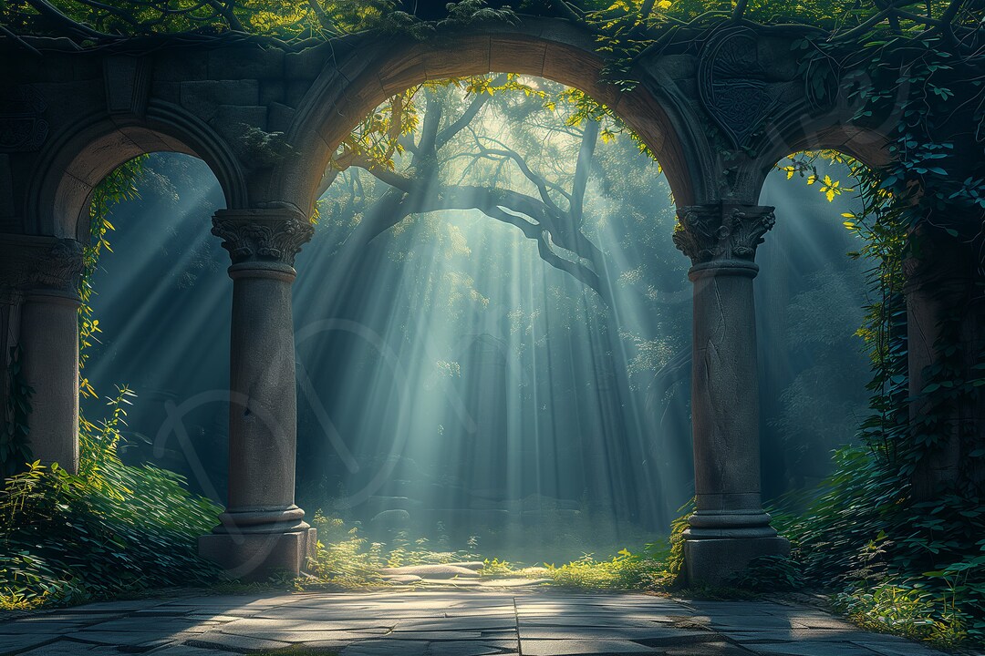 Stone Pillars Arch Backdrop Digital Download Background, Photoshop ...