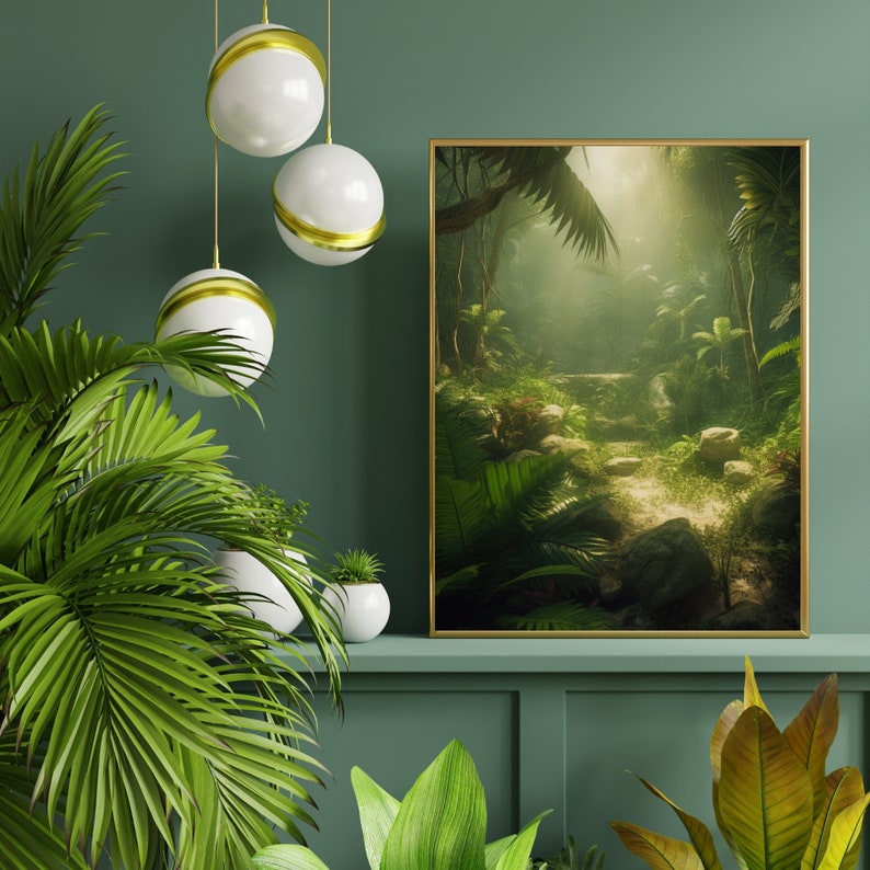 4 Deep Jungle Forest Backgrounds, Digital Backdrops of Lush Tropical ...