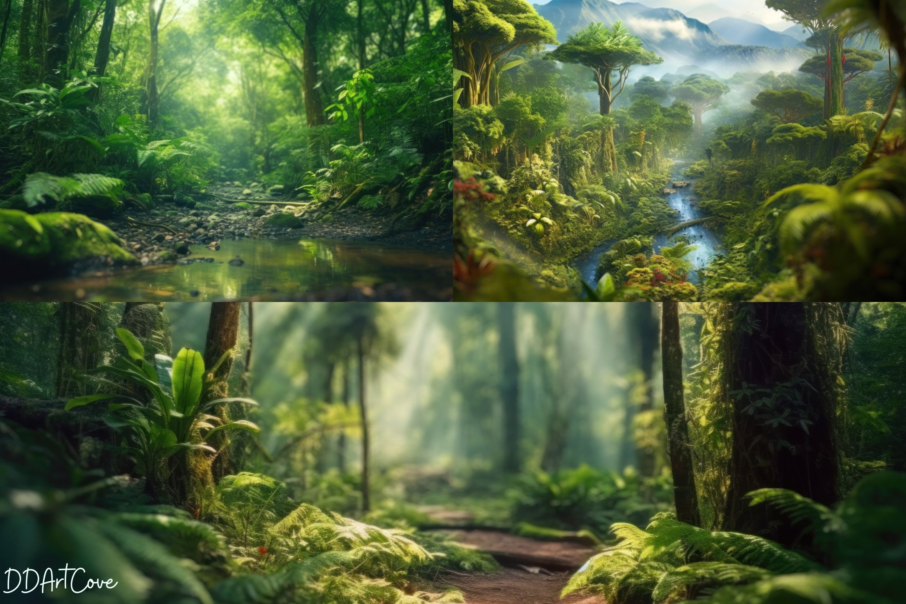 8 Immersive Jungle Forest Backdrops, Digital Backgrounds of Natures ...