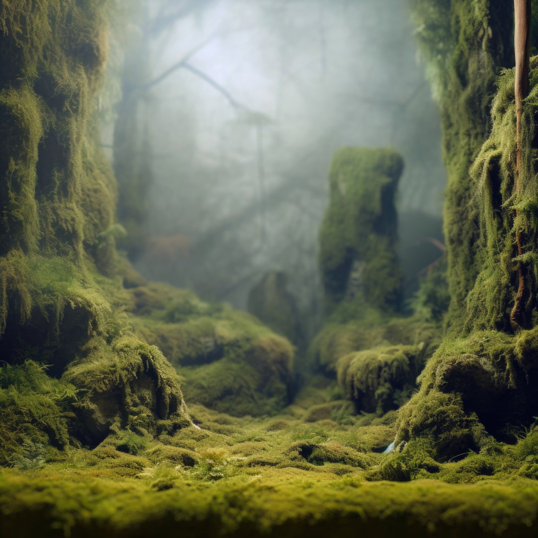 Simple Mossy Backdrop | Enchanted Forest Background | Instant Digital ...