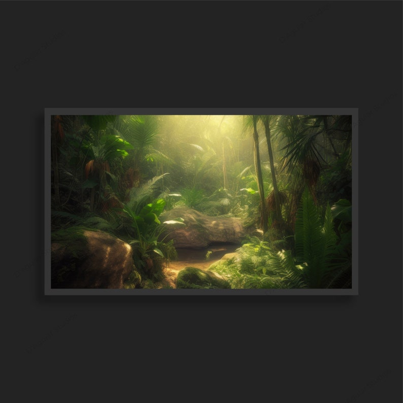 4 Deep Jungle Forest Backgrounds, Digital Backdrops of Lush Tropical ...