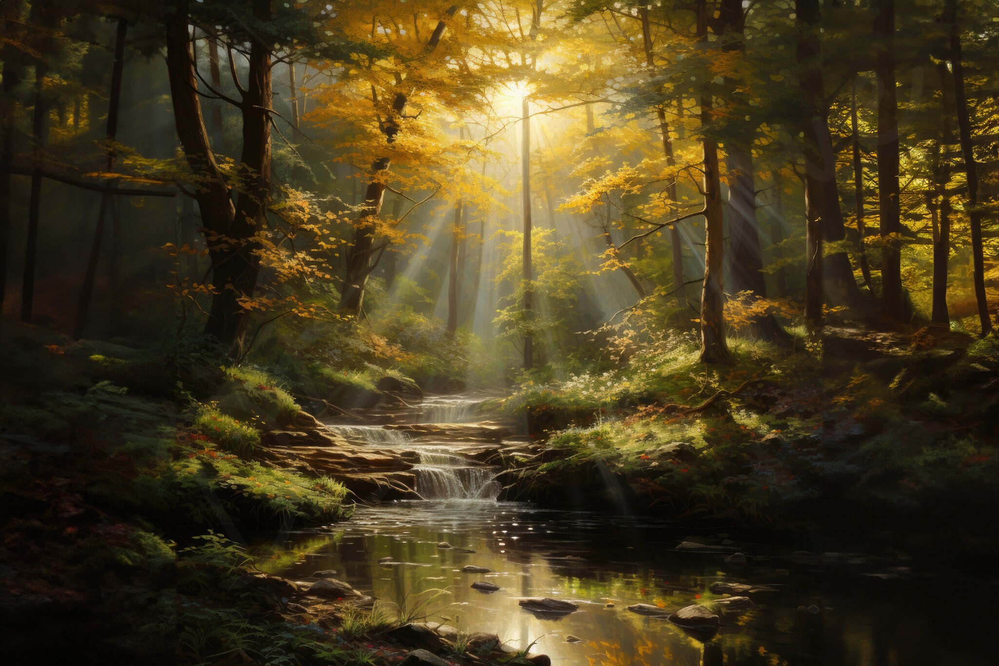 4 Forest Sun Rays Digital Instant Download, High-quality Background ...