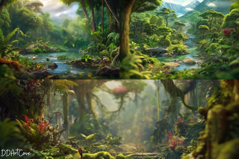 8 Immersive Jungle Forest Backdrops, Digital Backgrounds of Natures ...