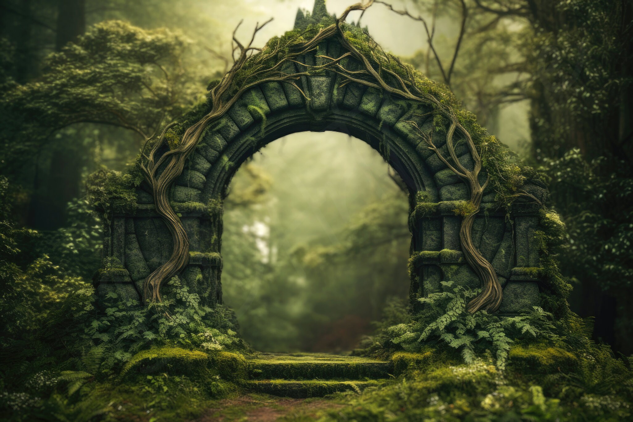 Forest Arch Bokeh Scene Digital Backdrop Instant Digital - Etsy