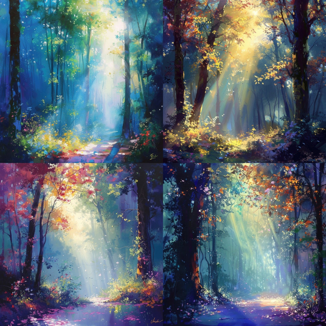 8 Forest Illustrations Digital Backdrops Instant Download, High-quality ...